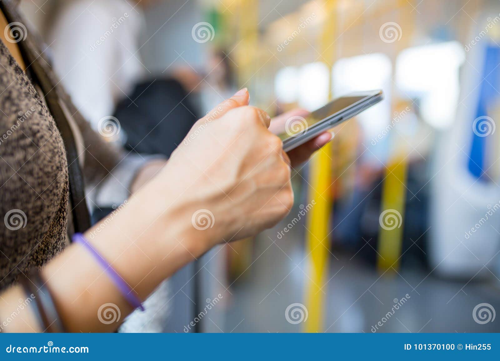 Woman Using Smartphone in Train Stock Photo - Image of lifestyle ...