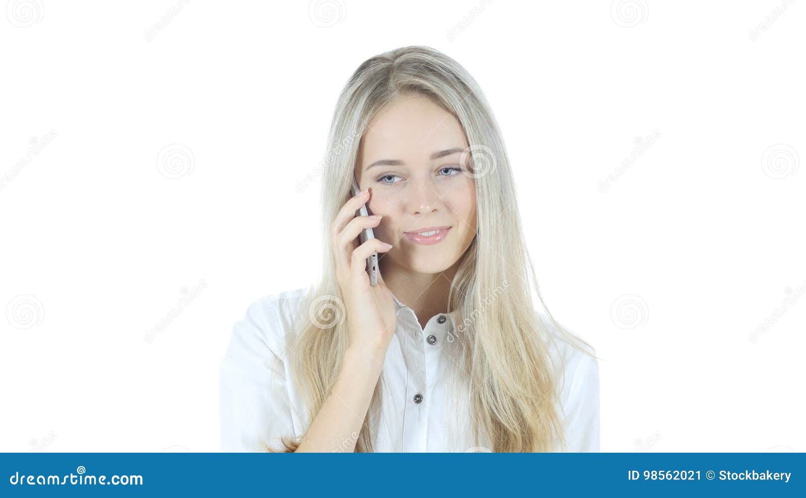 Woman Using Smartphone, White Background Stock Image - Image of hand ...