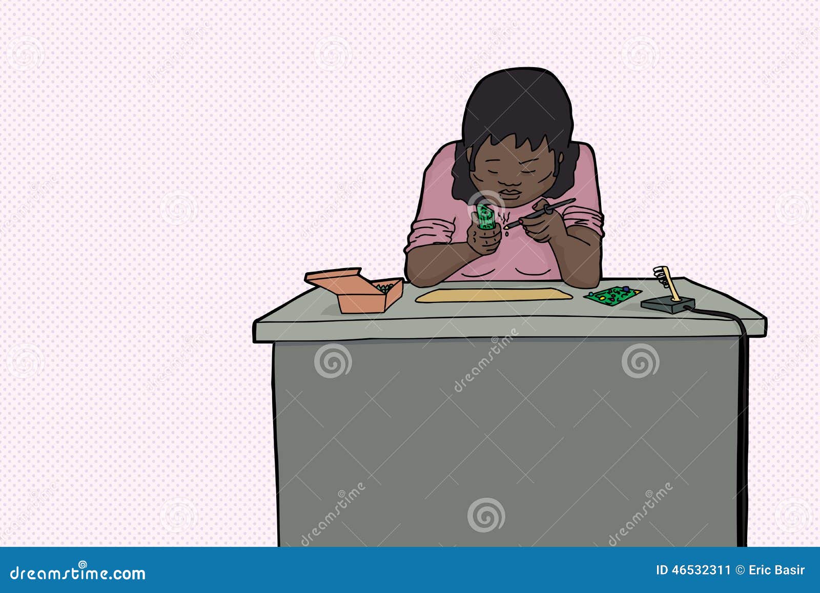 Woman Using Soldering Iron stock vector. Illustration of collar - 46532311