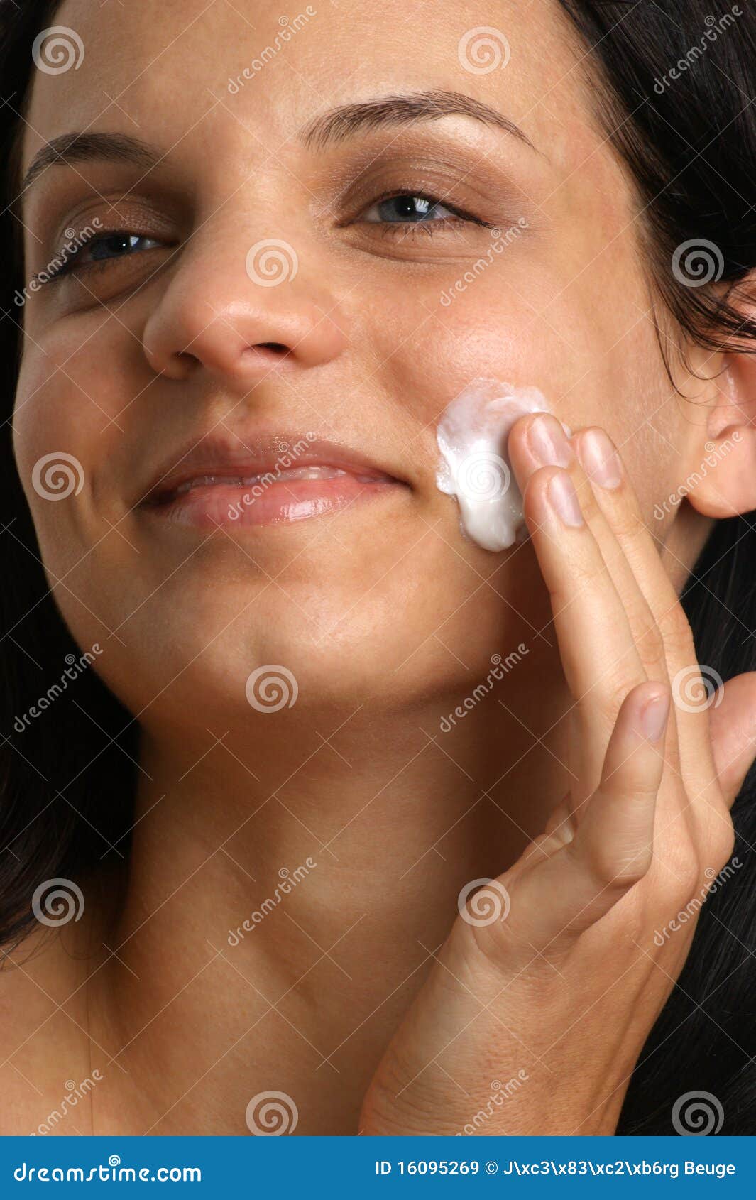 Woman is using sun creme stock image. Image of beautiful - 16095269
