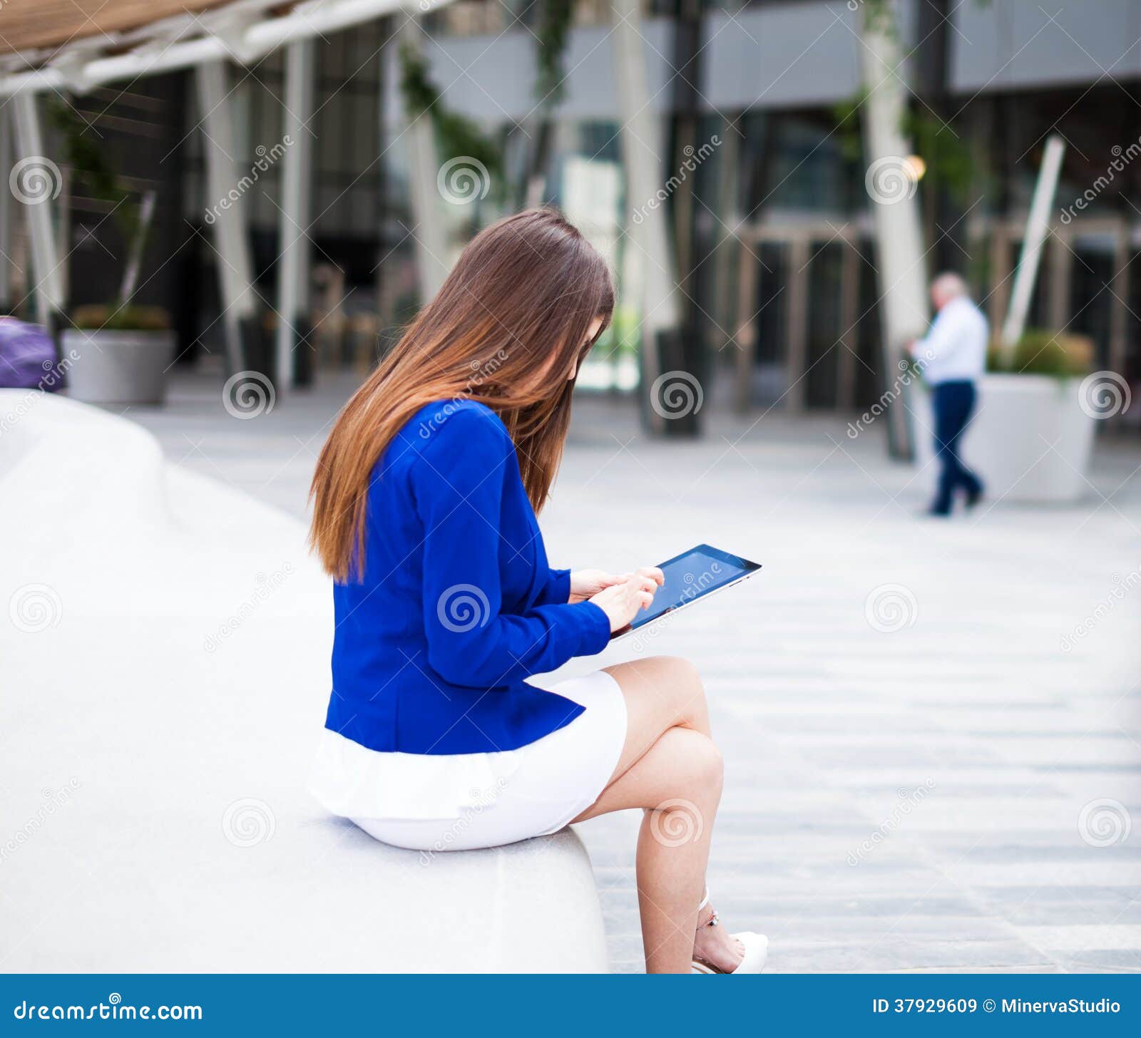 Woman using a tablet stock image. Image of manager, person - 37929609