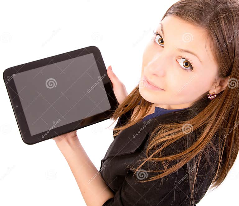 Woman Using Tablet Computer or IPad Stock Photo - Image of hand, screen ...