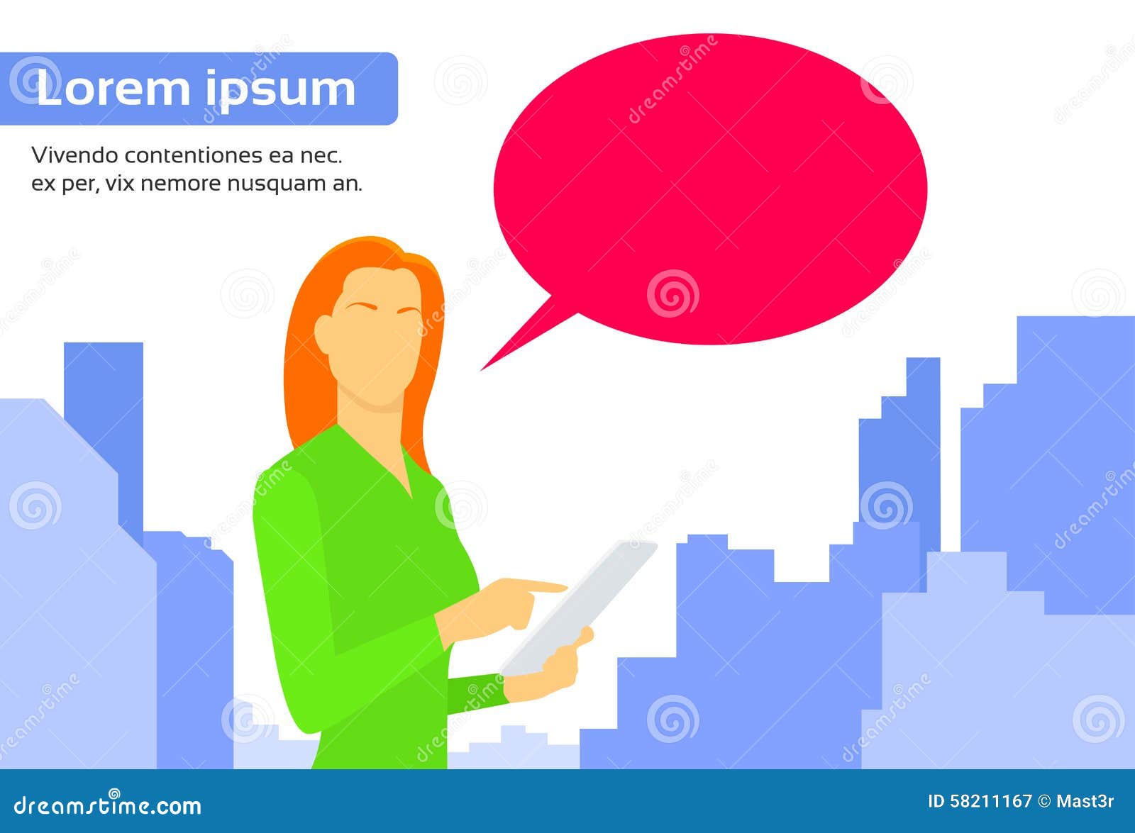 Woman Using Tablet Computer Send Message Internet Stock Vector ...