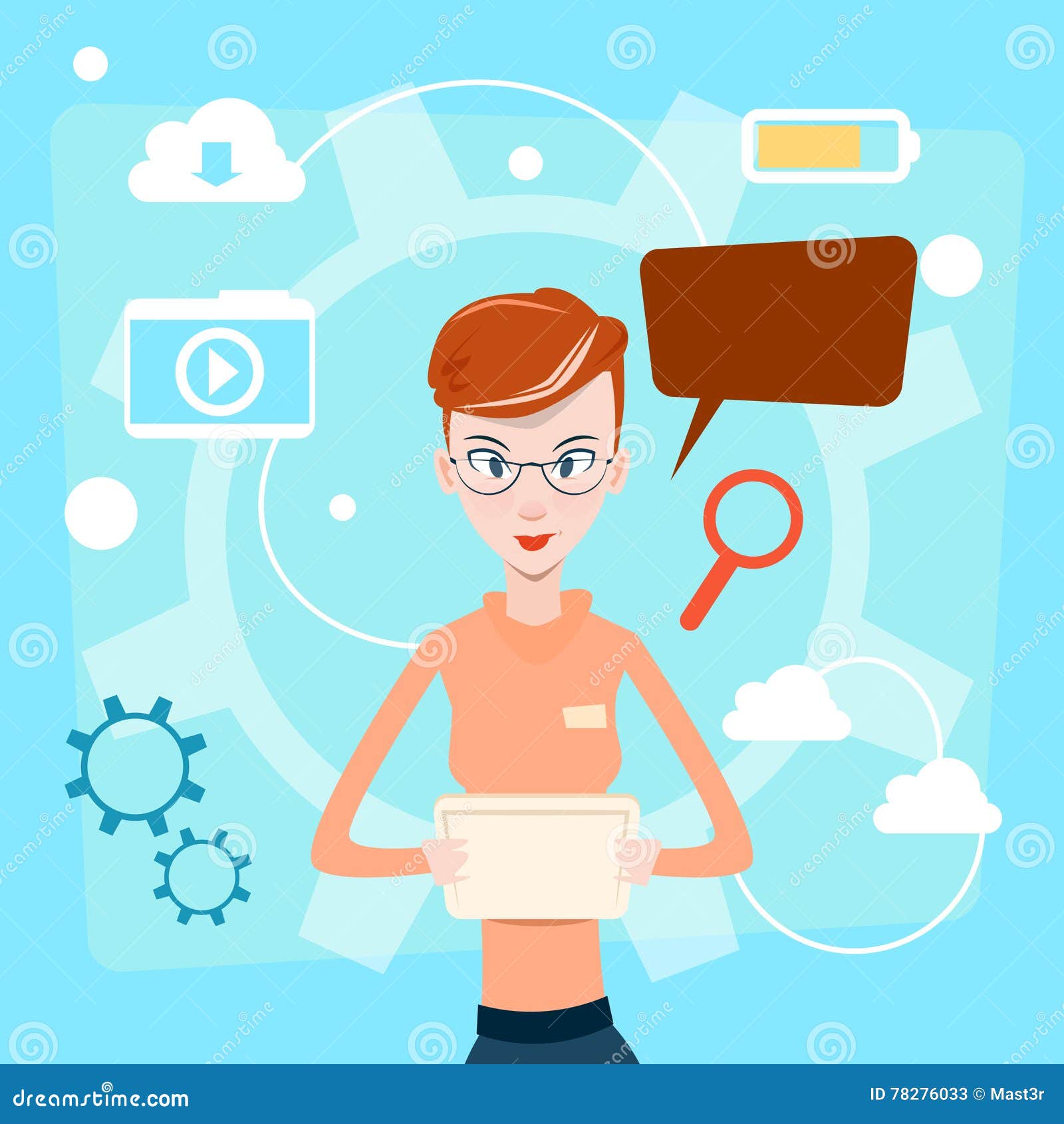 Woman Using Tablet Computer Send Message Internet Texting Chat ...