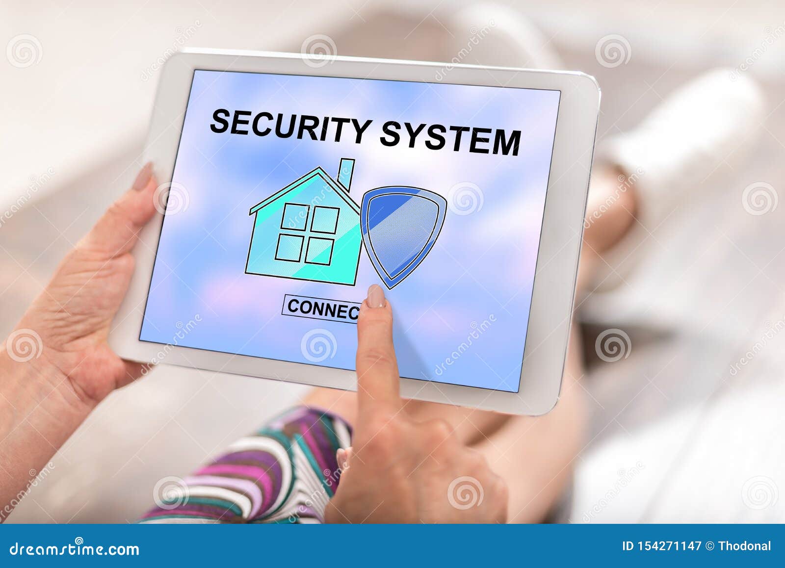 Home Security System Concept on a Tablet Stock Image - Image of alarm ...