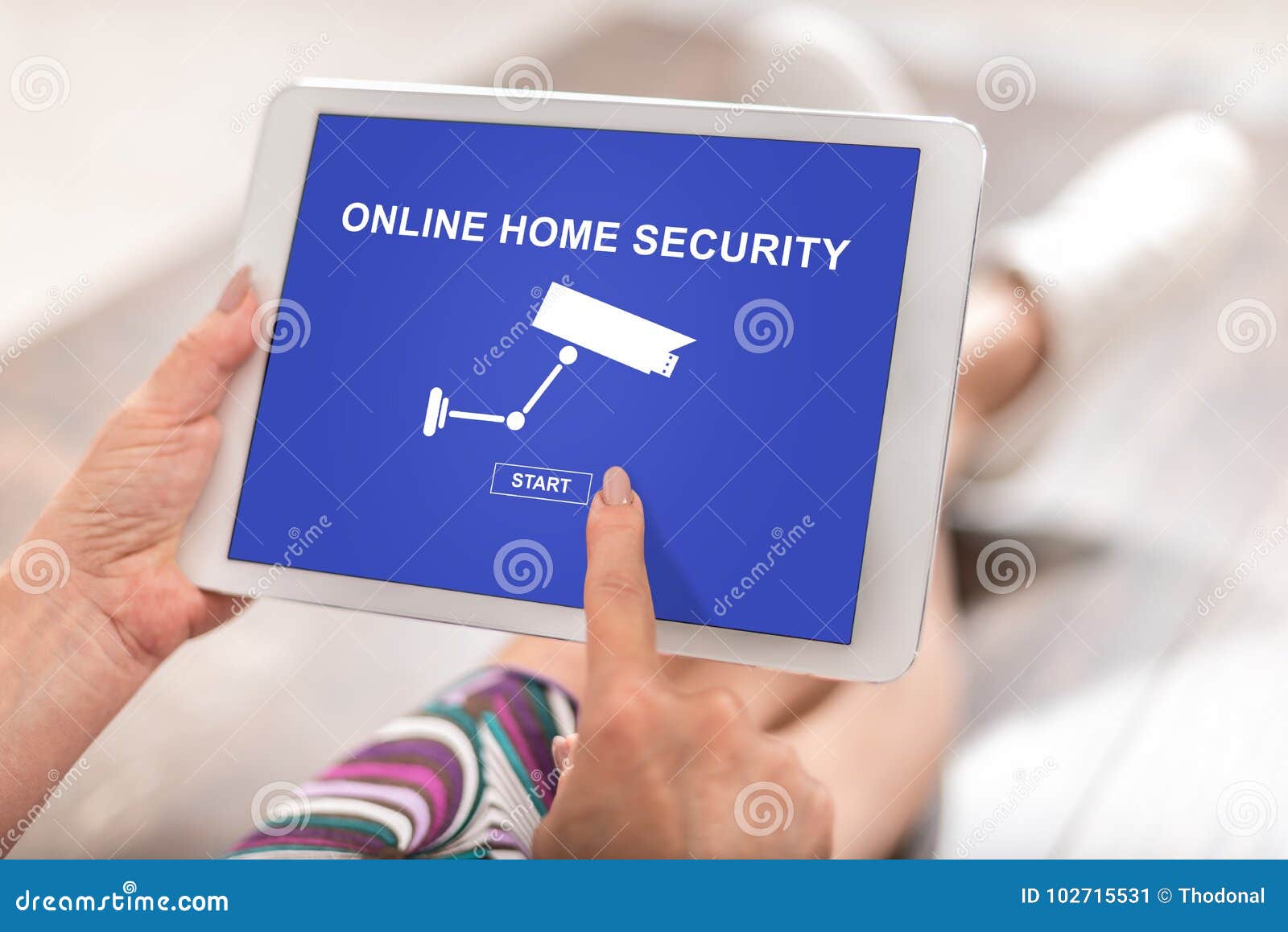 Online Home Security Concept on a Tablet Stock Image - Image of control ...