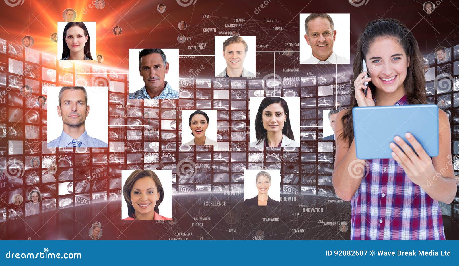 Woman Using Tablet PC and Mobile Phone by Portraits Stock Image - Image ...