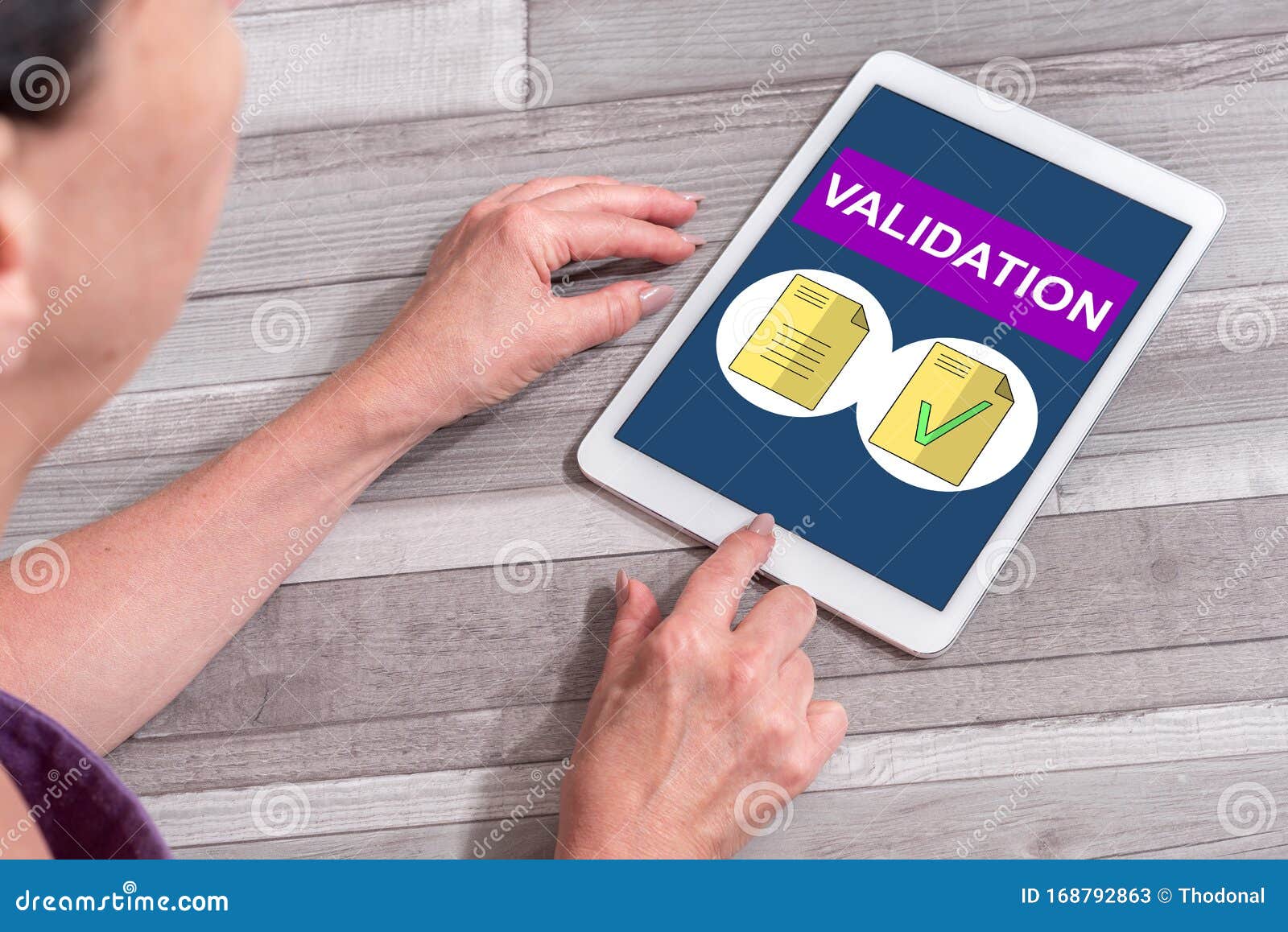 Document Validation Concept on a Tablet Stock Image - Image of mark ...
