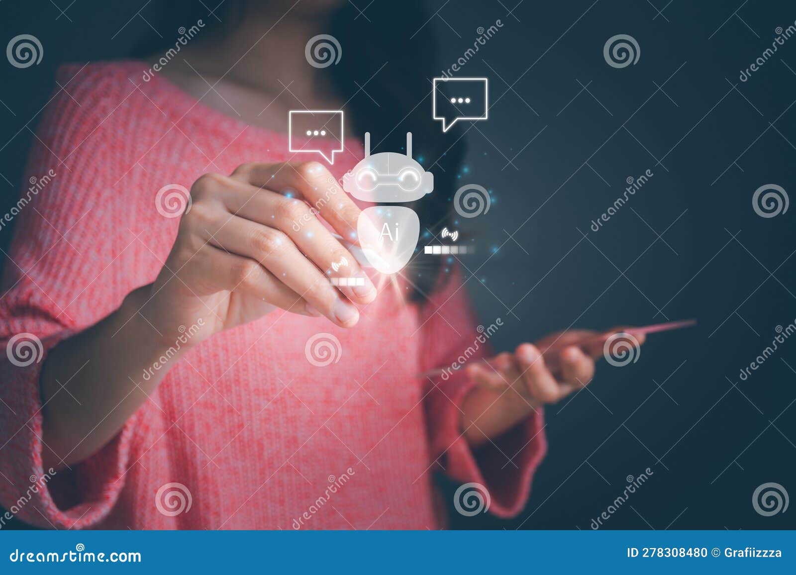 Woman Using Technology Smart Robot AI, Artificial Intelligence by Enter ...