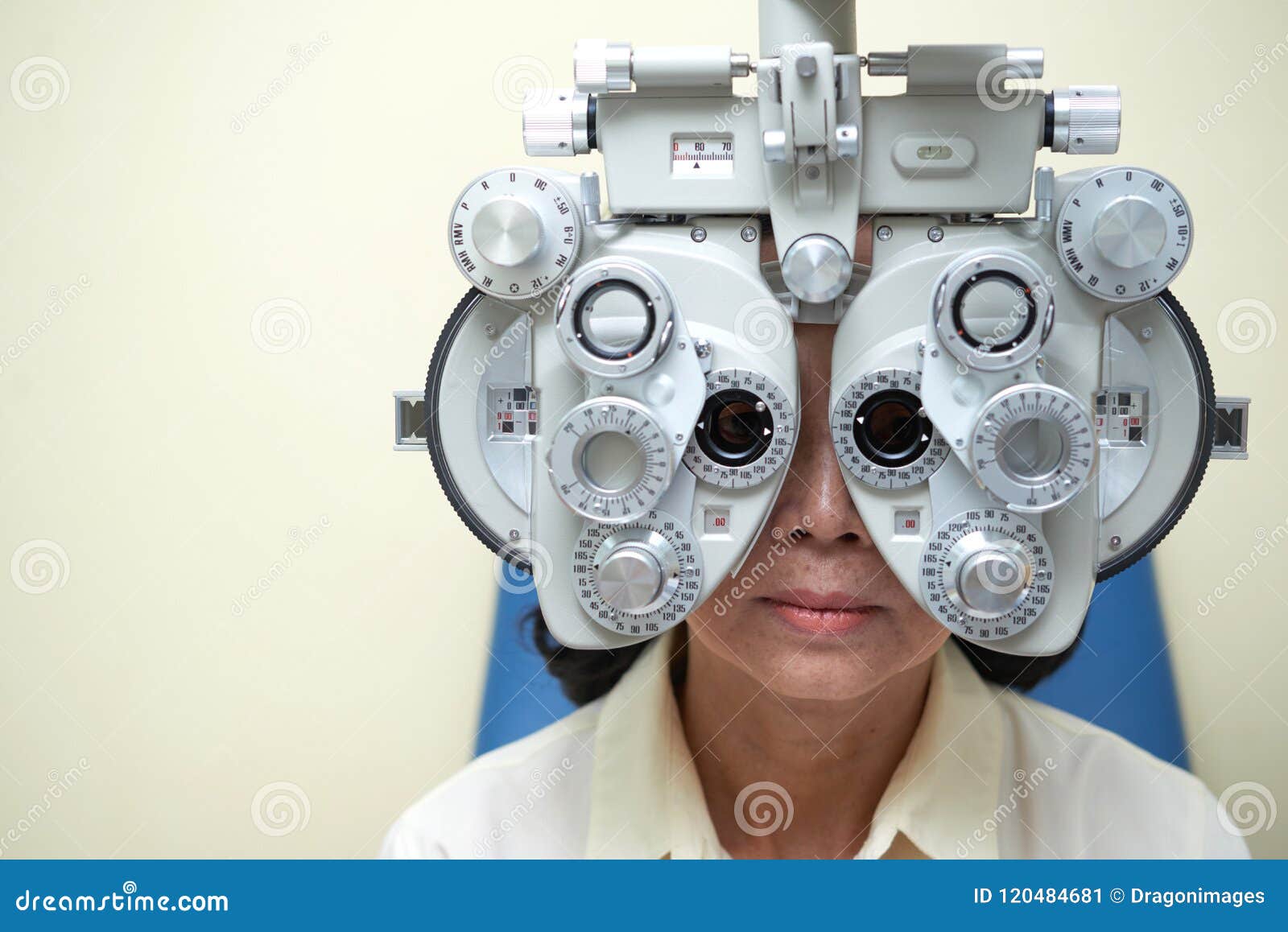Woman Using Testing Vision Device Stock Image - Image of equipment ...