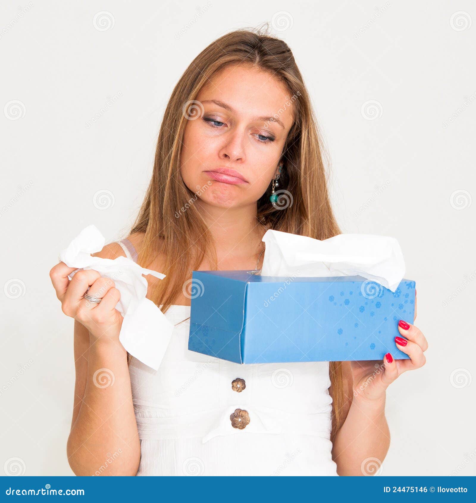 Woman using tissue stock photo. Image of handsome, handkerchief - 24475146