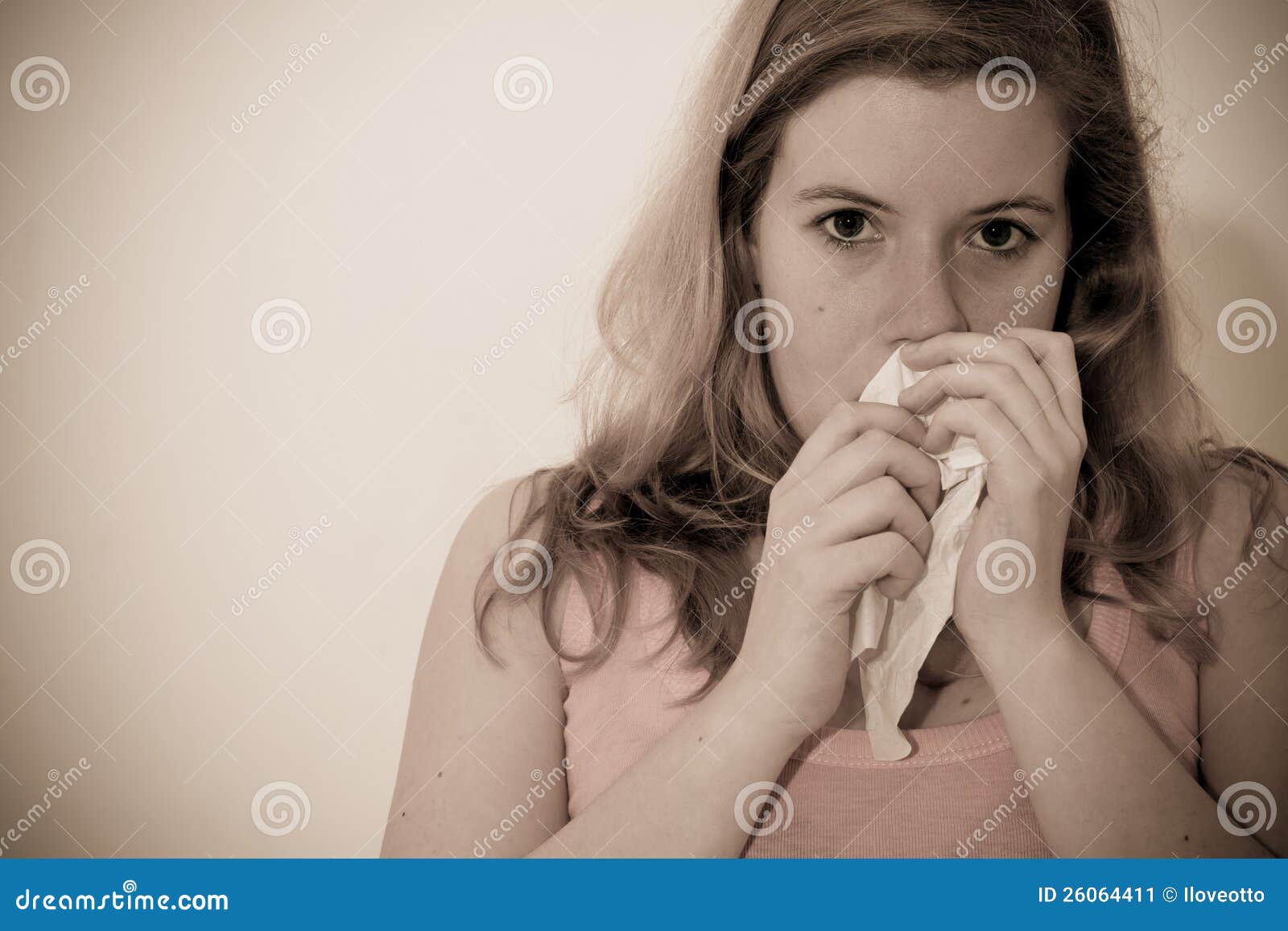 Woman using tissue stock image. Image of white, caucasian - 26064411