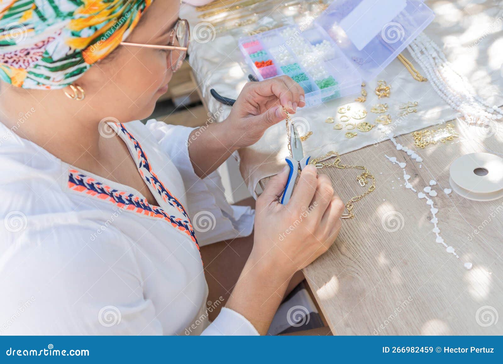 Woman Using Tools To Make Stone Jewelry Stock Image - Image of ...