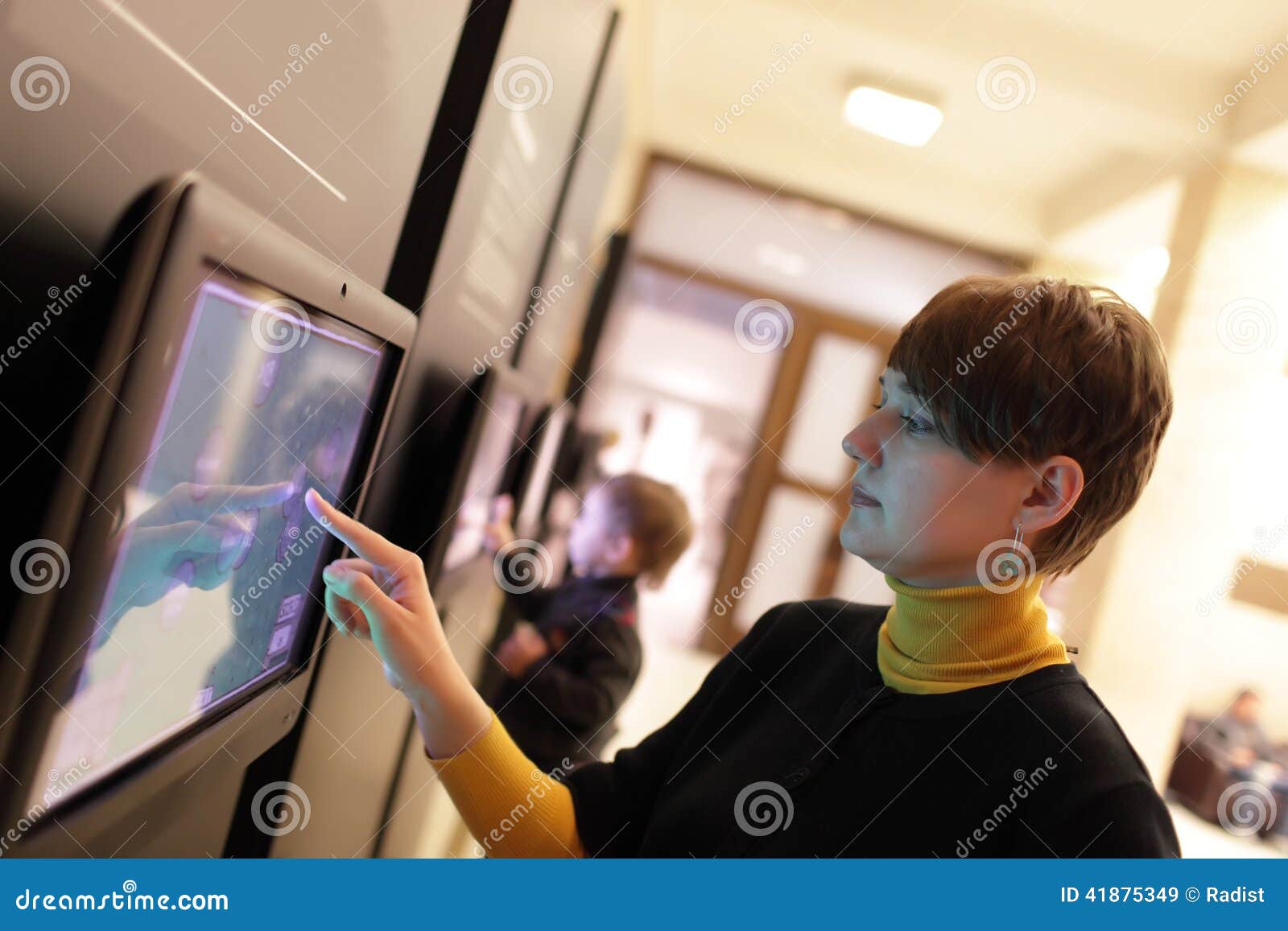Woman using touch screen stock image. Image of lifestyle - 41875349 Woman using touch screen stock image. Image of lifestyle - 41875349