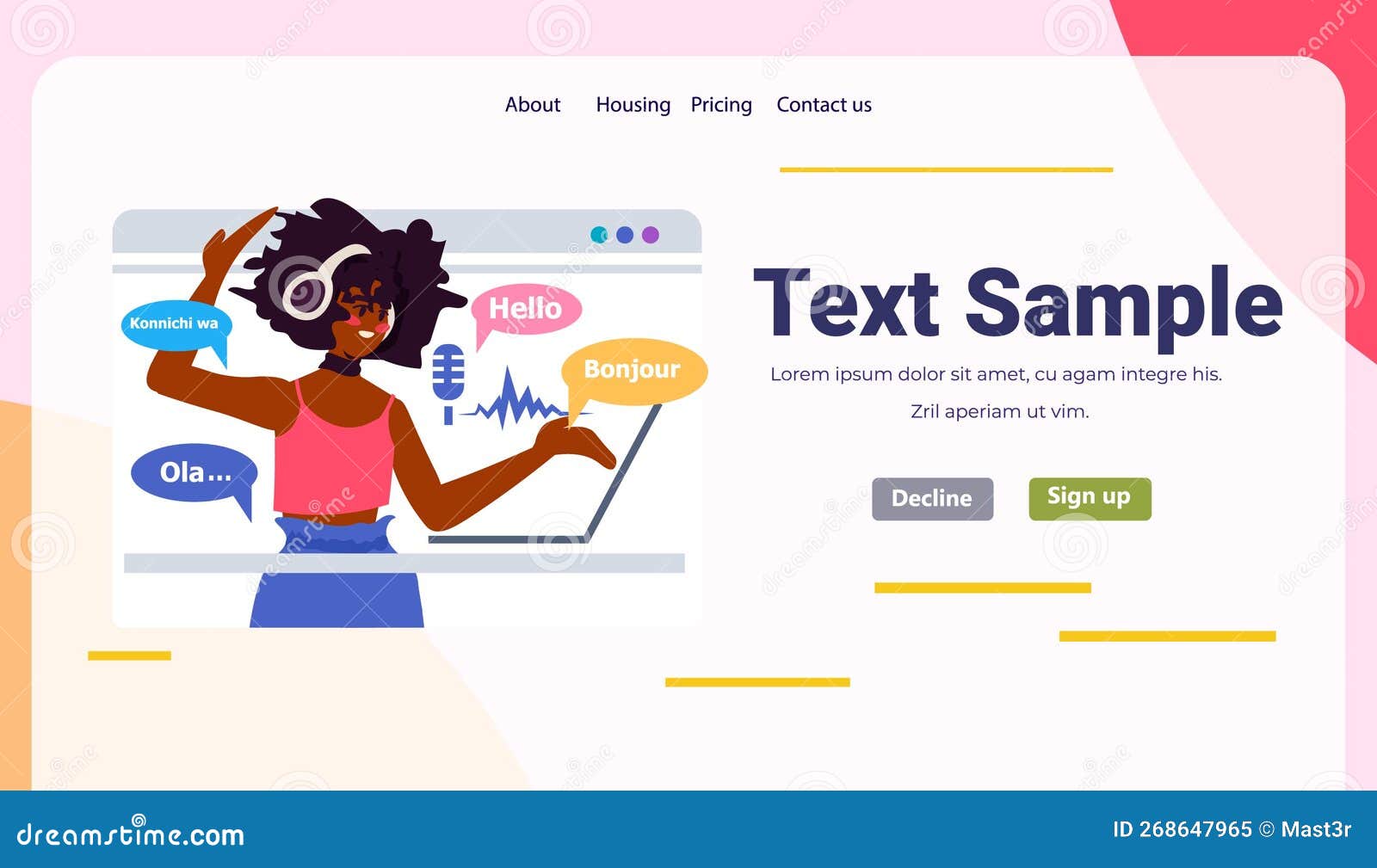 Woman Using Translation Application Multilingual Greeting International ...