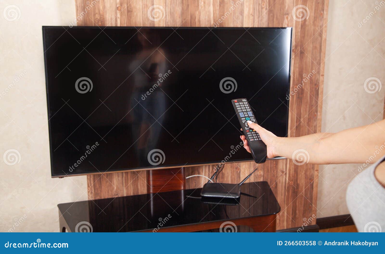 Woman Using Tv Remote Controller. Watching Tv Stock Photo - Image of ...