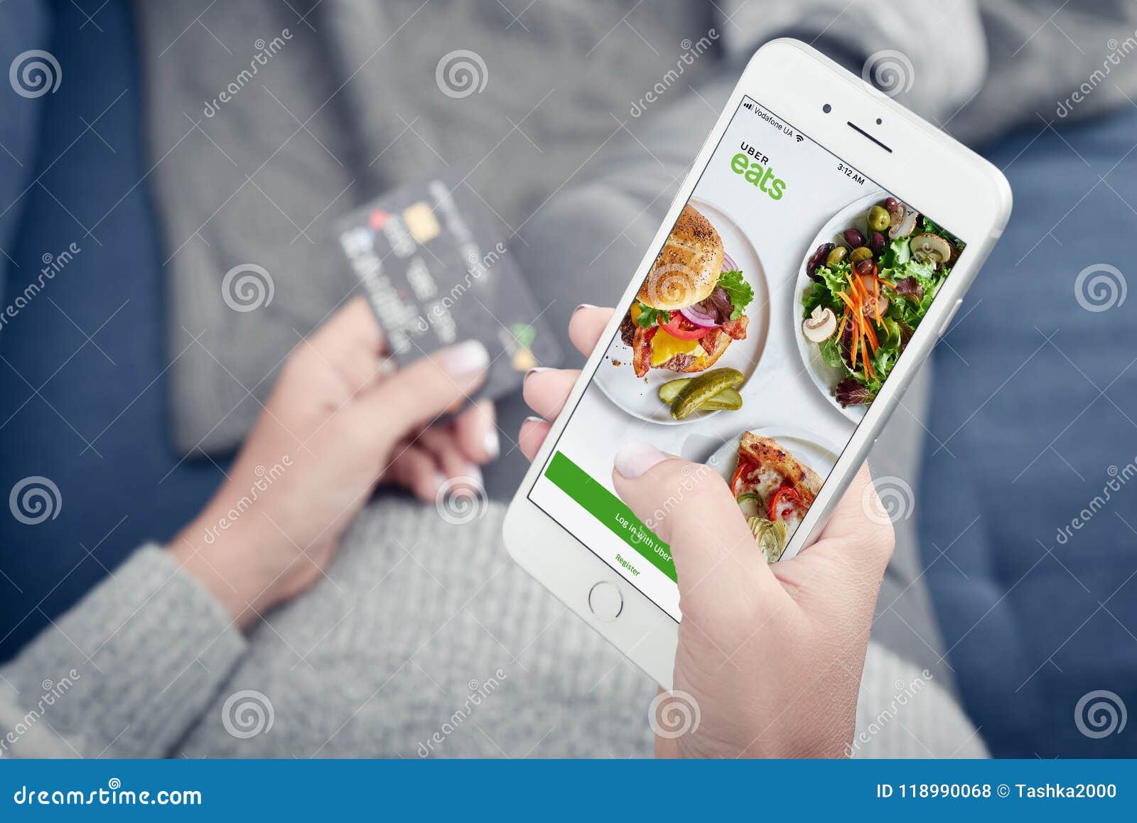 Woman Using Uber Eats App on Apple IPhone 8 Plus Editorial Stock Photo ...