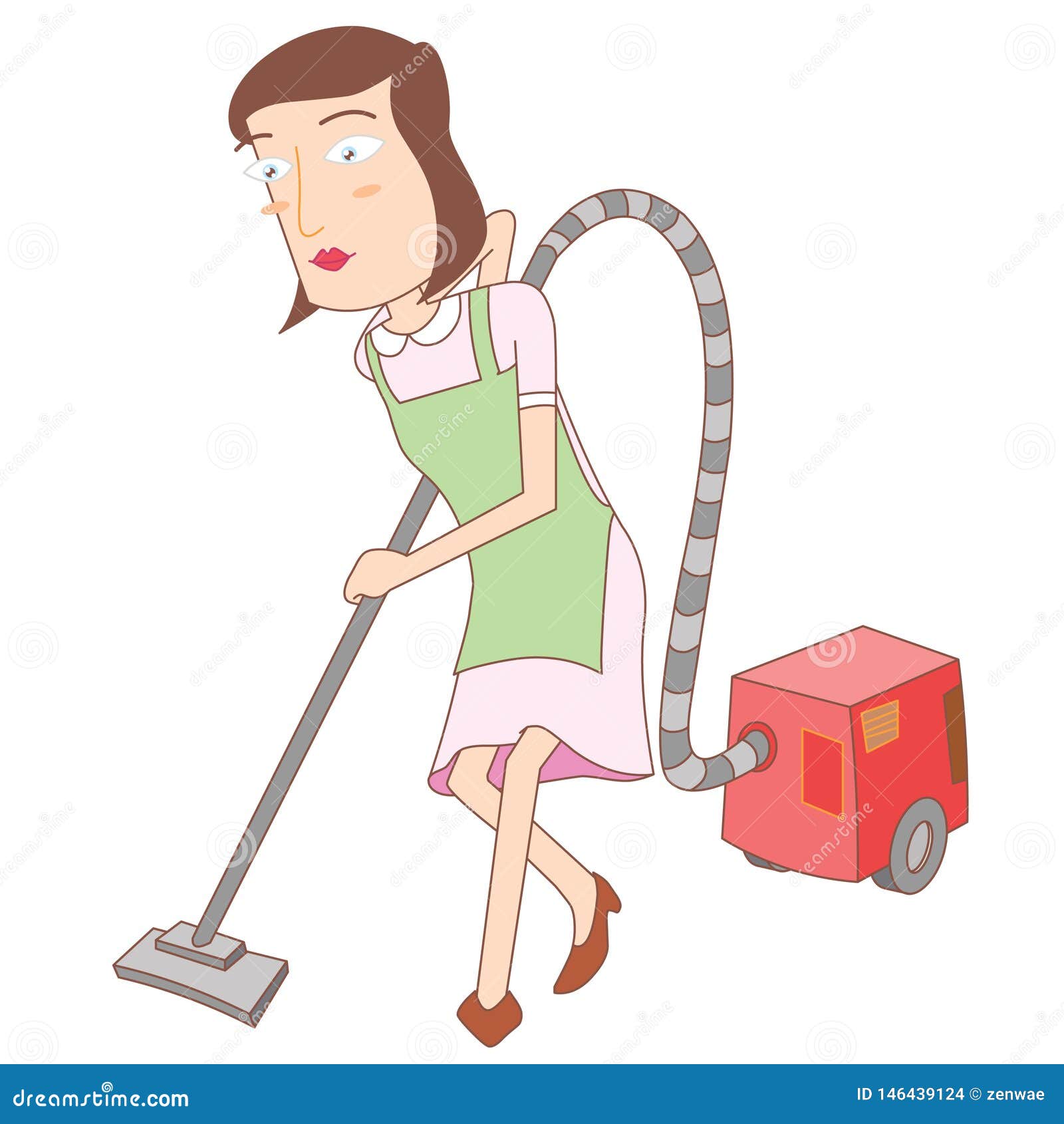 Woman Using a Vacuum Cleaner Stock Vector - Illustration of technology ...