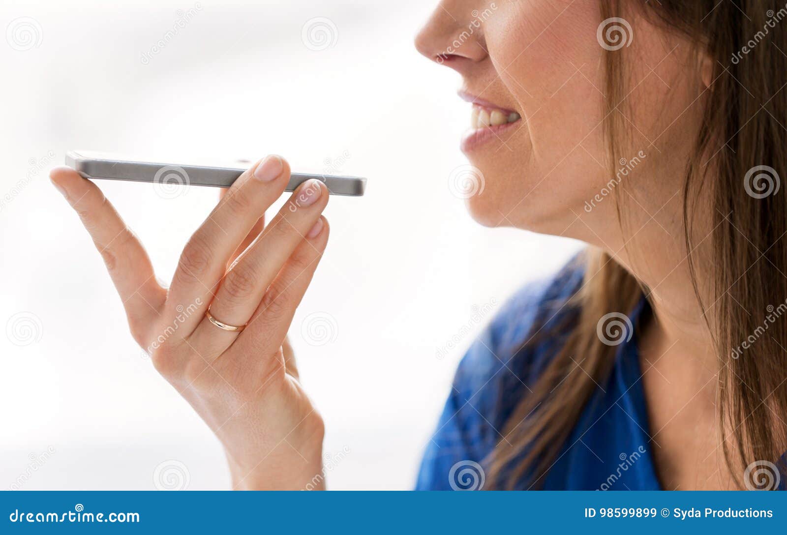 Woman Using Voice Recorder on Smartphone Stock Image - Image of adult ...