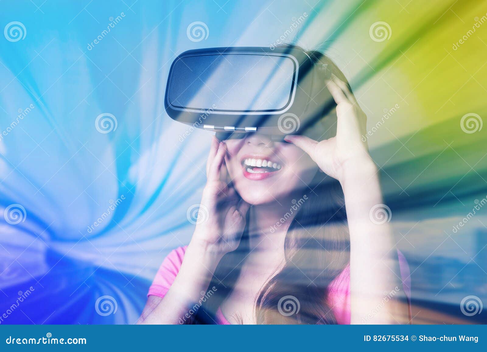 Woman Using VR Headset Glasses Stock Photo - Image of glasses, device ...