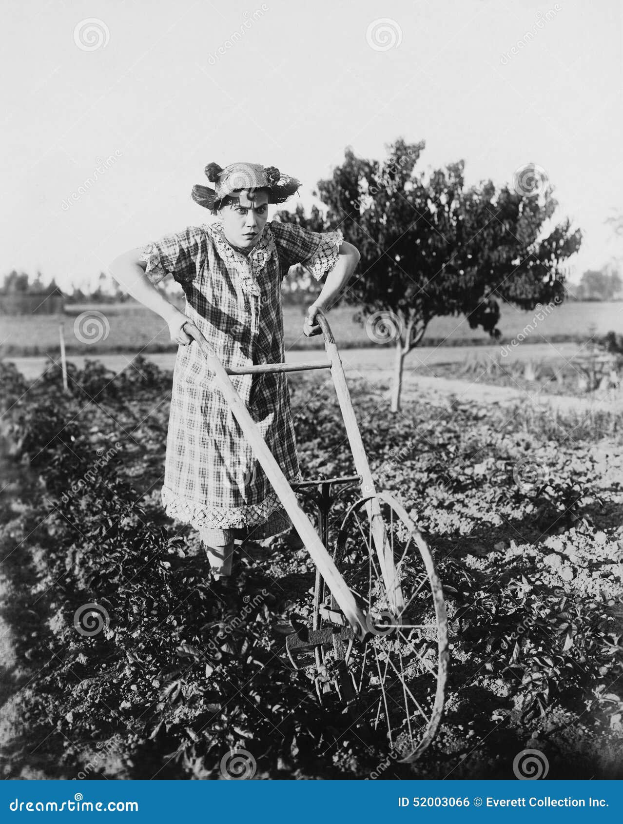 Woman Using Walking Plow in Garden Stock Photo - Image of cultivation ...