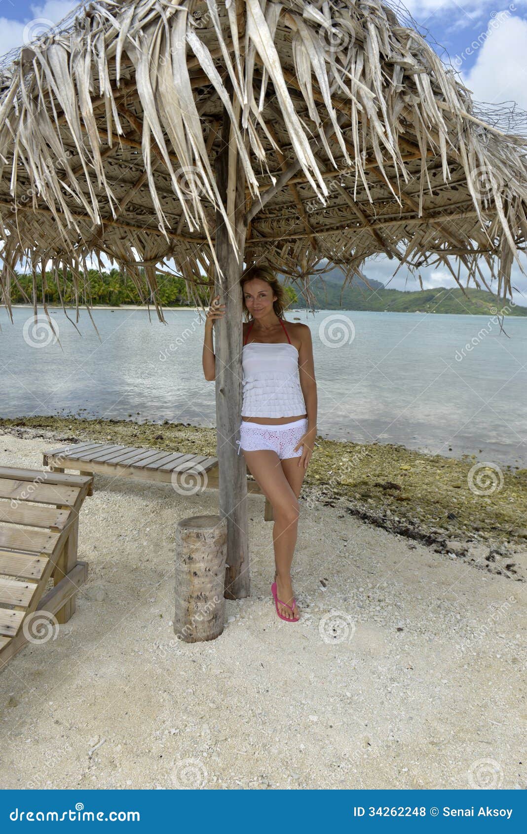 Woman on Vacation in Bora Bora Stock Photo - Image of ocean, adult ...