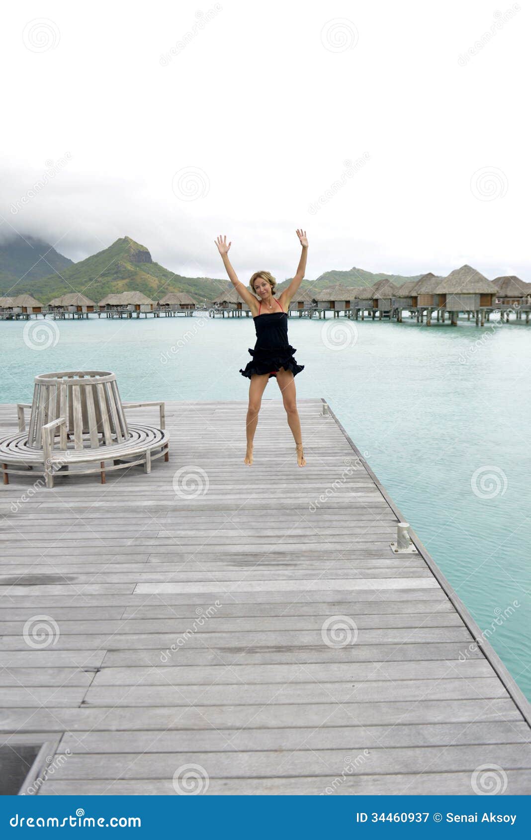 Woman on Vacation in Bora Bora Stock Image - Image of tahiti, female ...