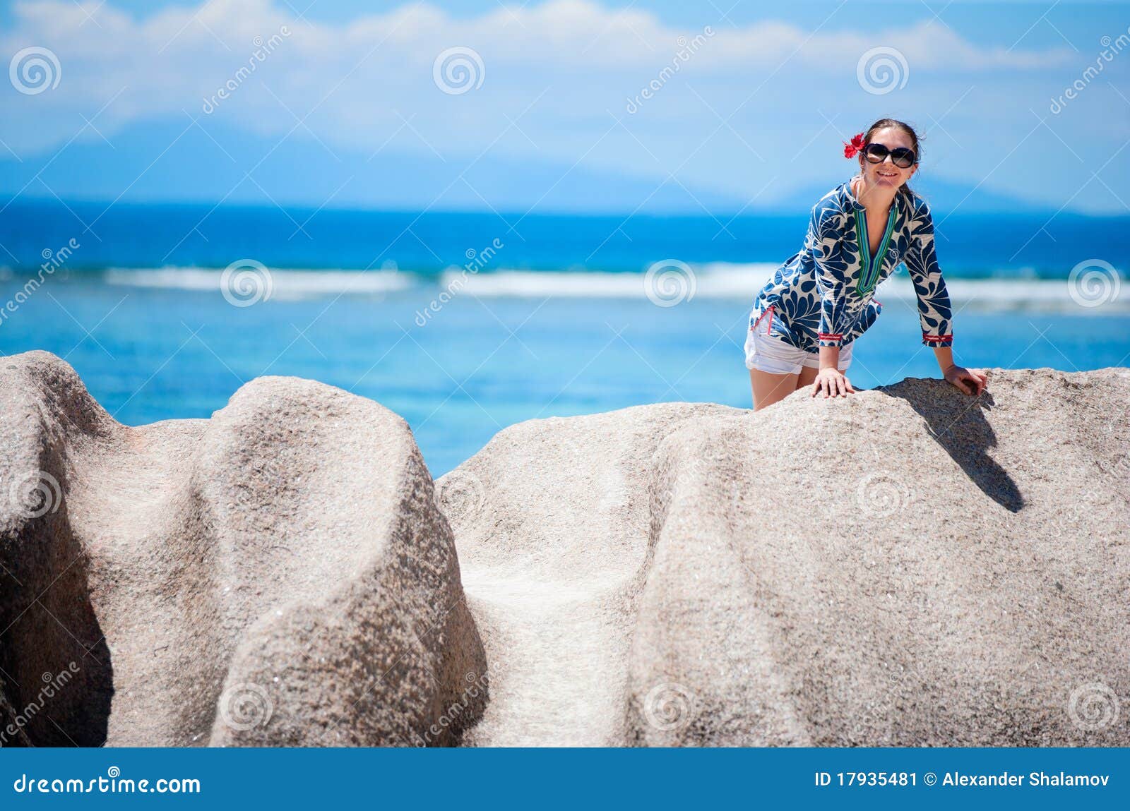 Woman on Vacation in Seychelles Stock Image - Image of tourist, sitting ...