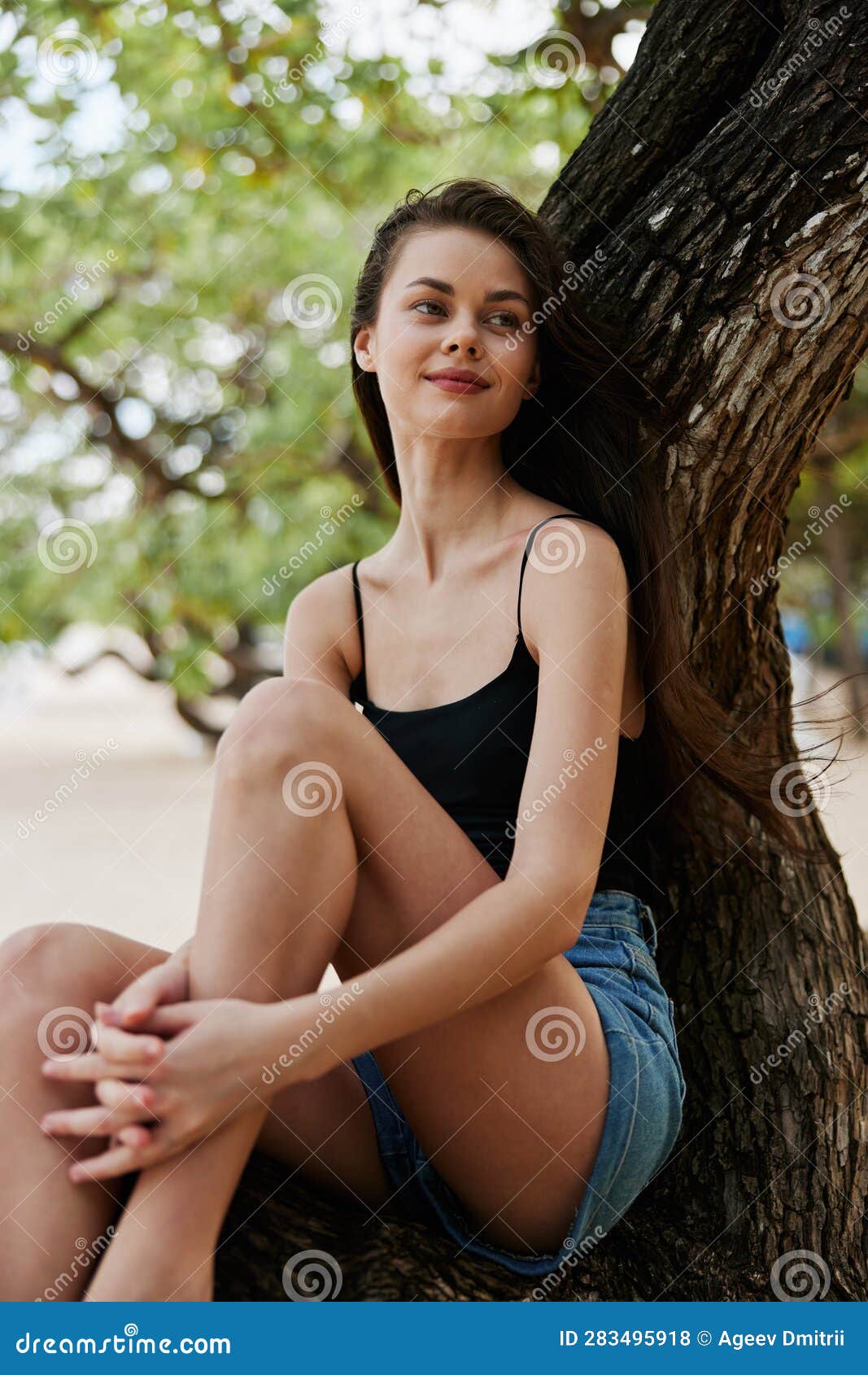 Woman Vacation Sky Sitting Person Sea Nature Lifestyle Relax Tree