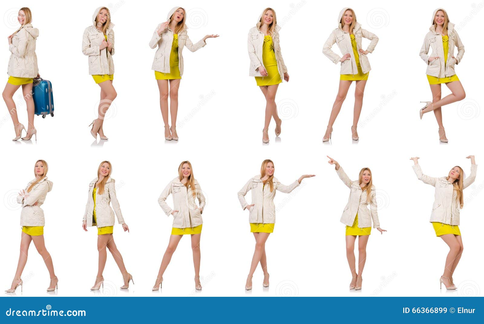 The Woman in Various Poses Isolated on White Stock Image - Image of ...