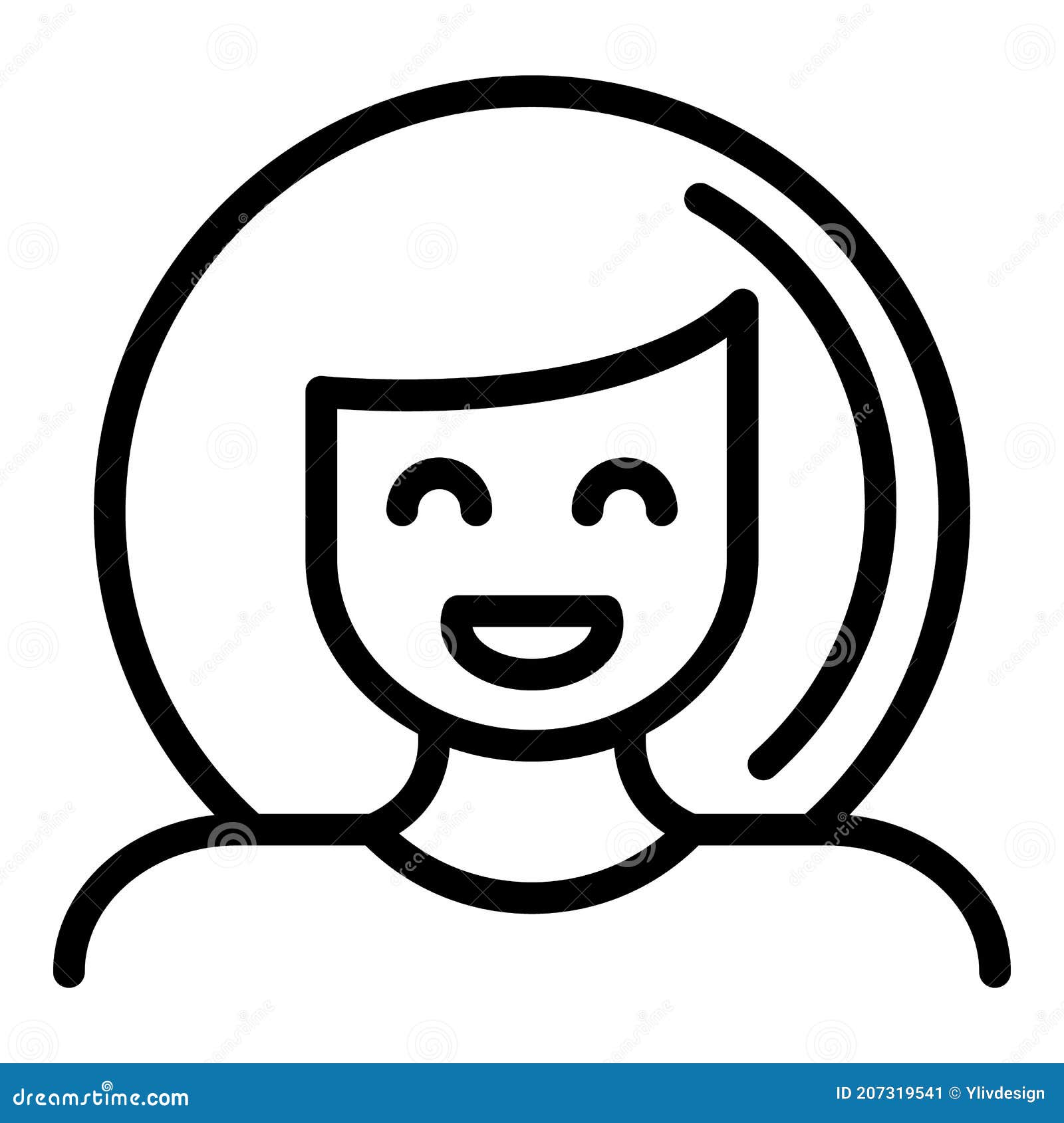 Woman Various Smiling Icon, Outline Style Stock Illustration ...