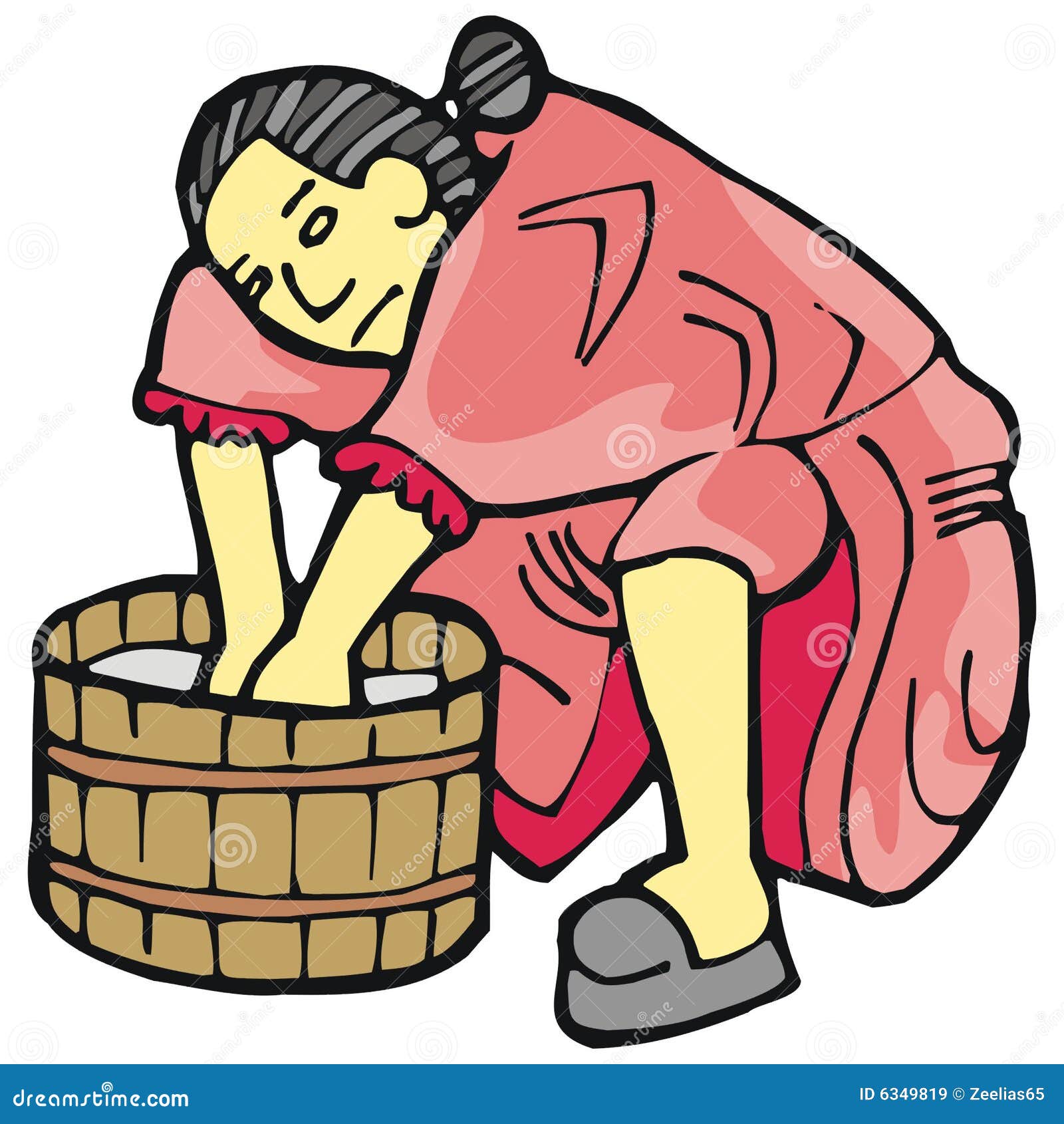 Woman and vat stock vector. Illustration of bucket, washing - 6349819