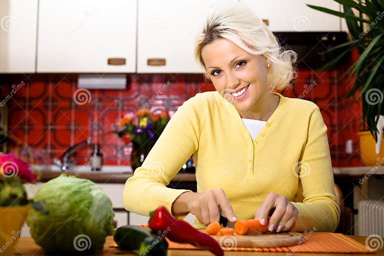 Woman with vegetable stock photo. Image of kitchen, adult - 13851274