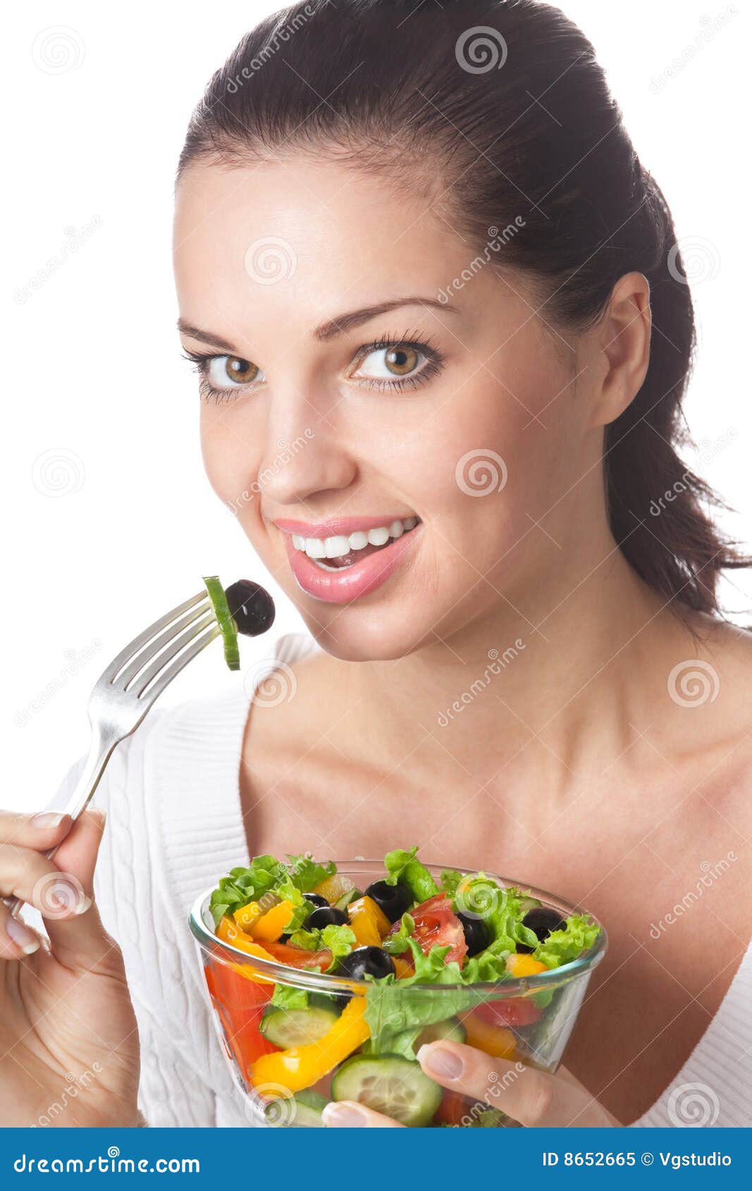 Woman with vegetable salad stock image. Image of isolated - 8652665