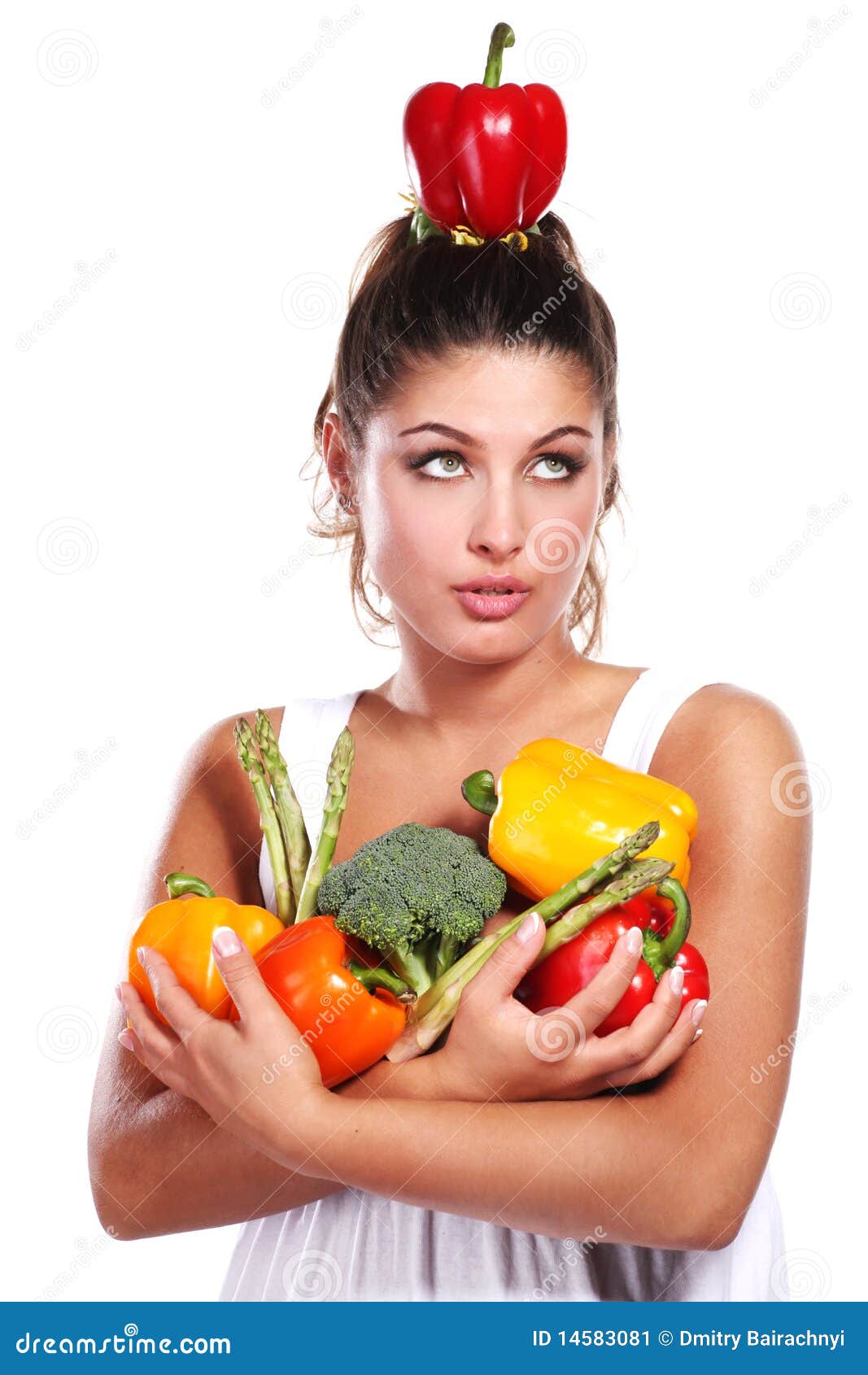 Woman and vegetables stock image. Image of clothing, sparrowgrass ...