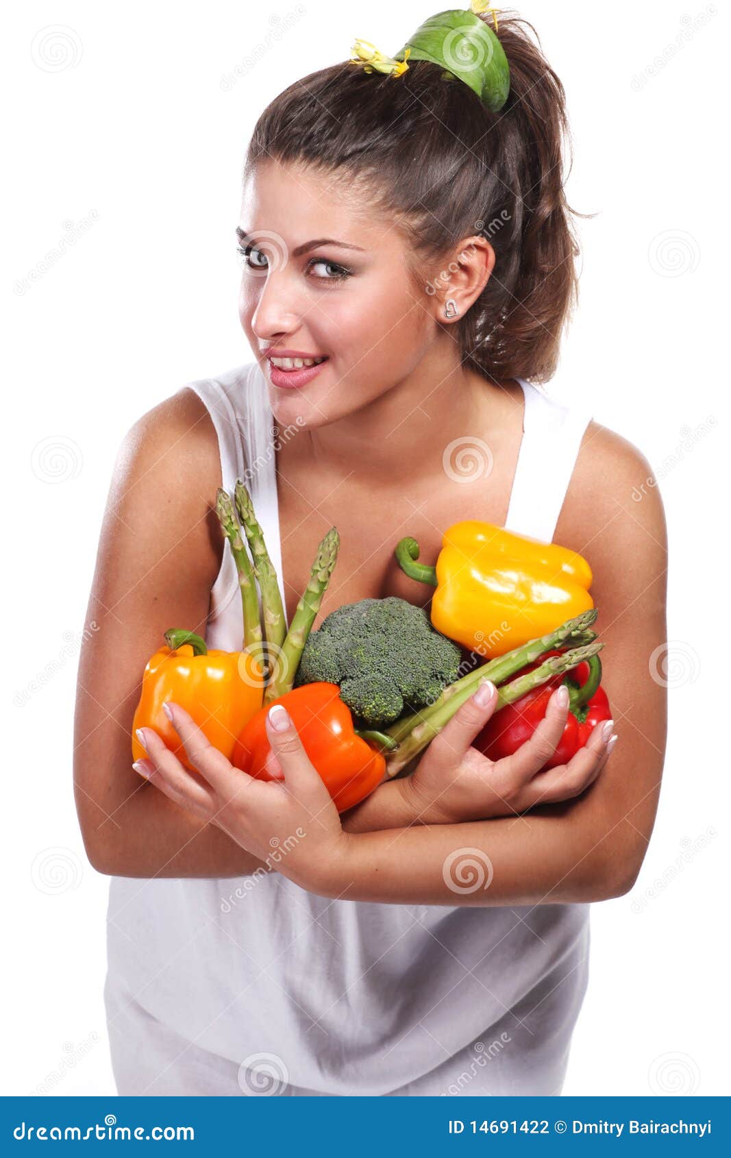 Woman and vegetables stock photo. Image of nature, isolated - 14691422