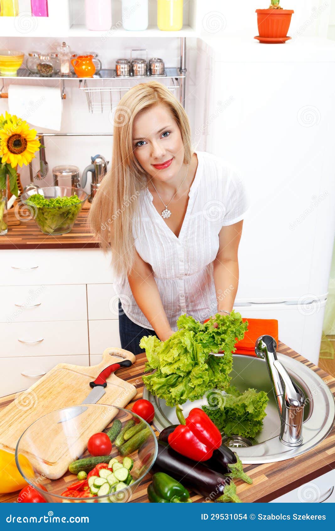 Woman and vegetables stock photo. Image of home, diet - 29531054