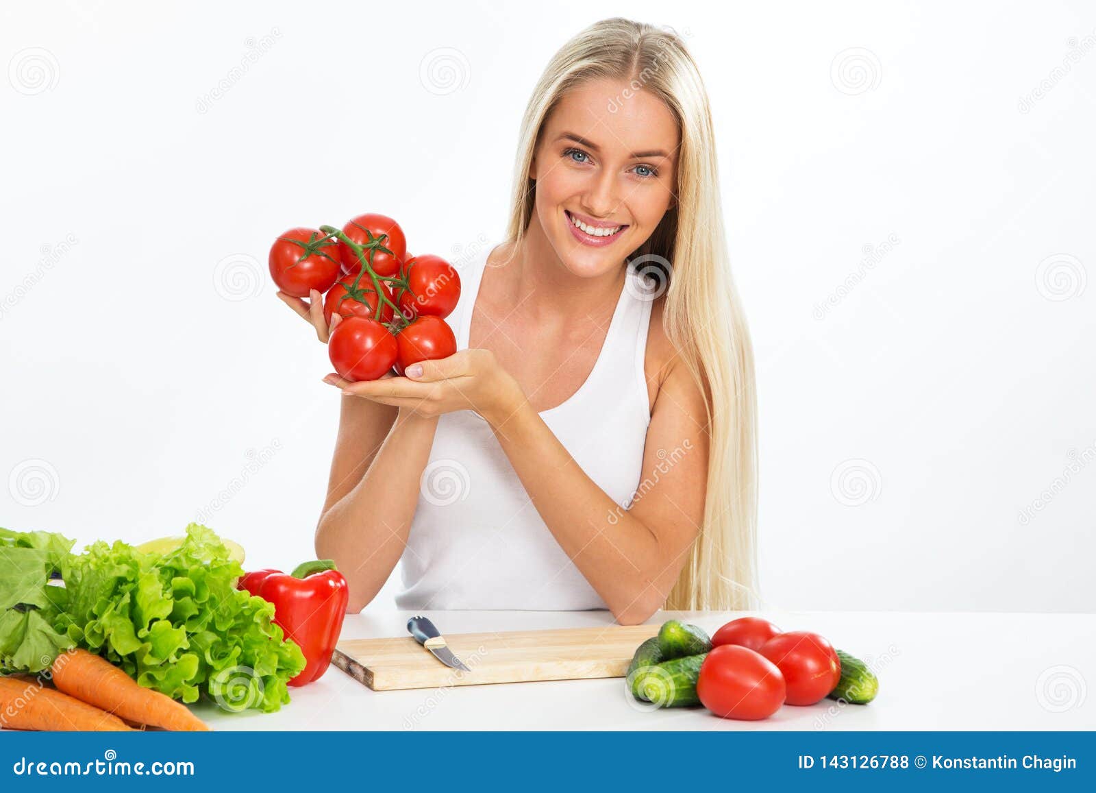 Woman with vegetables stock photo. Image of healthy - 143126788