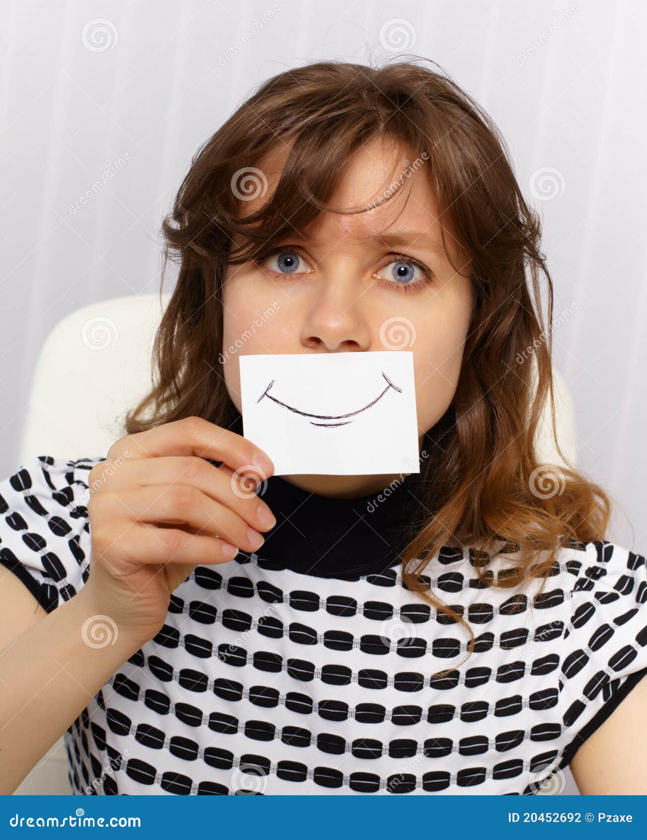 Woman with Very Unnatural Smile on Face Stock Photo - Image of brunette ...