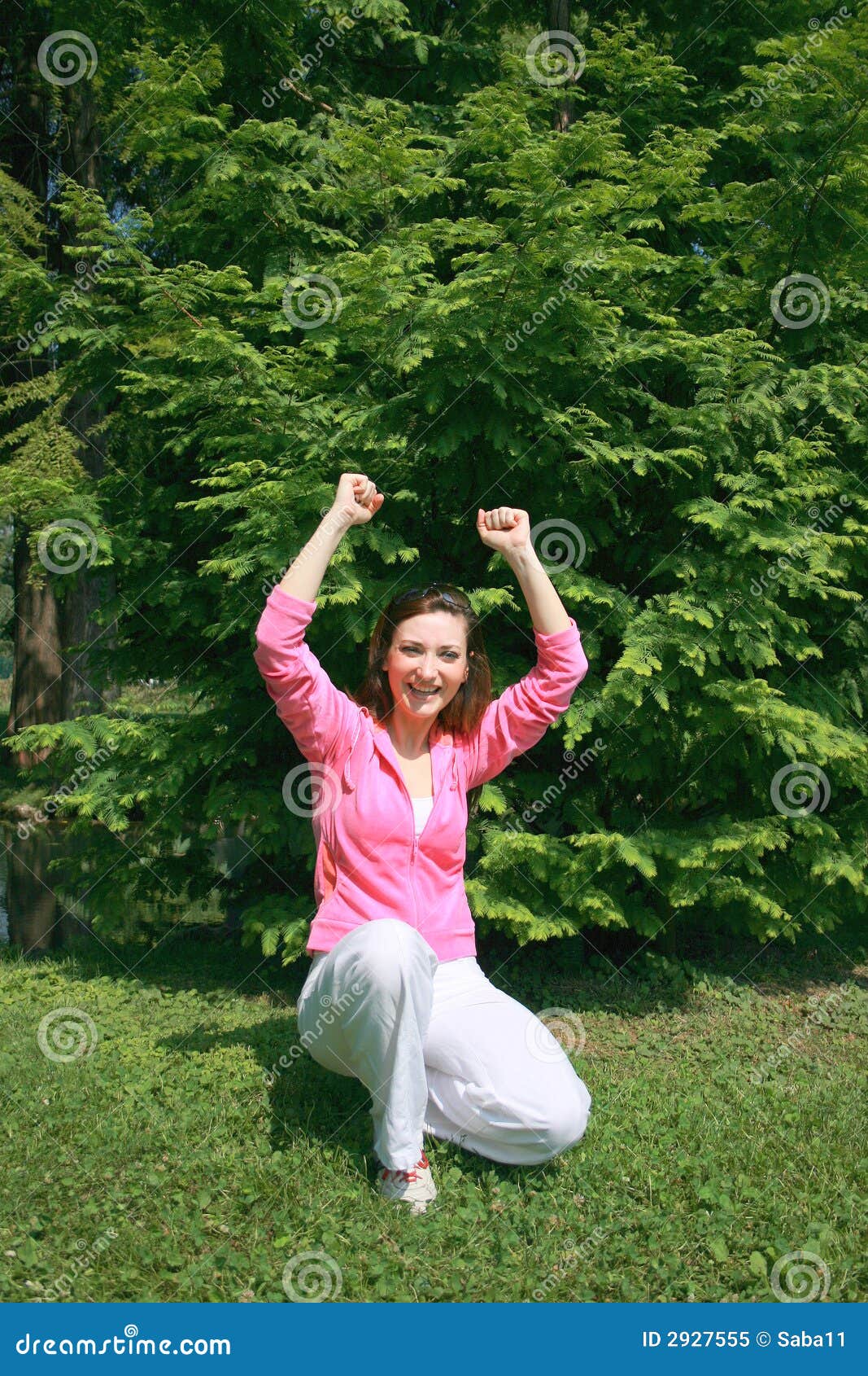 Woman in victory pose stock image. Image of smile, outdoors - 2927555