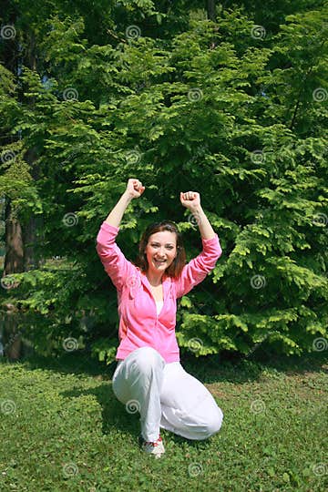 Woman in victory pose stock image. Image of smile, outdoors - 2927555