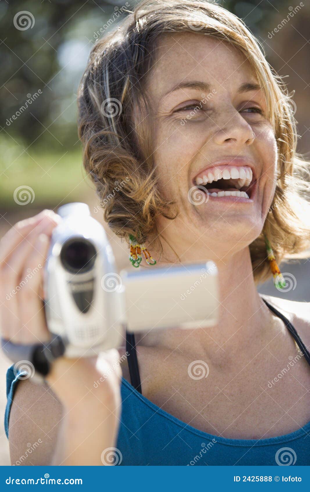 Woman with video camera. stock photo. Image of happy, caucasian - 2425888