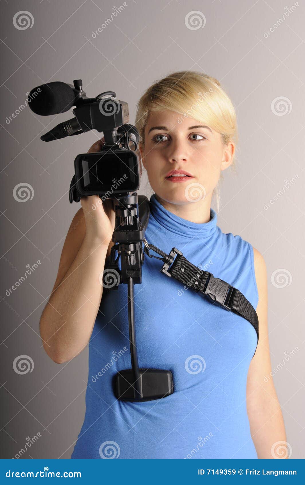 Woman with video camera stock image. Image of simple, view - 7149359