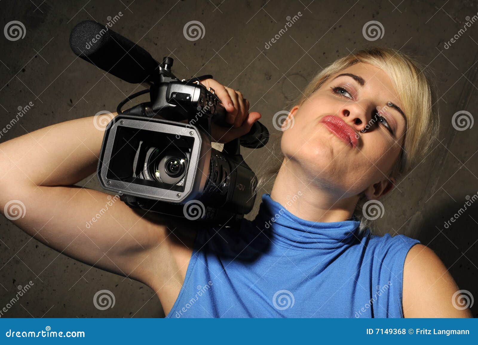 Woman with video camera stock photo. Image of madam, microphone - 7149368