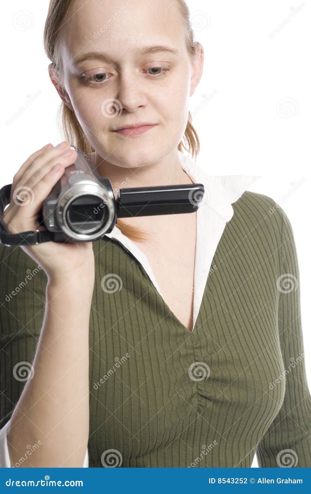 Woman with video camera stock photo. Image of lady, head - 8543252