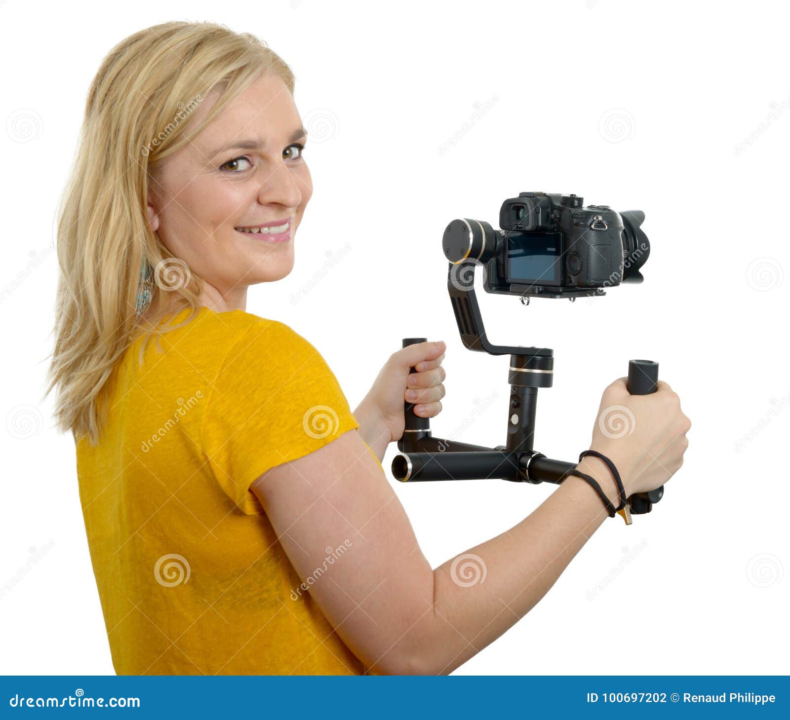 Woman Videographer Using Steady Cam, Stock Photo - Image of ...
