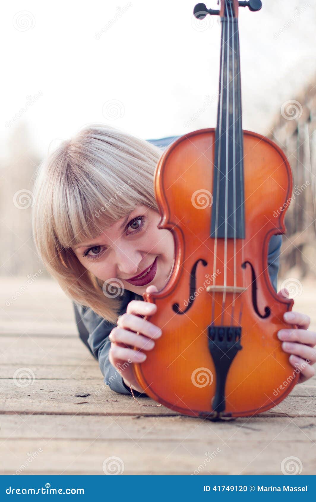 Woman with Viola on the Bridge Stock Photo - Image of performer, artist ...