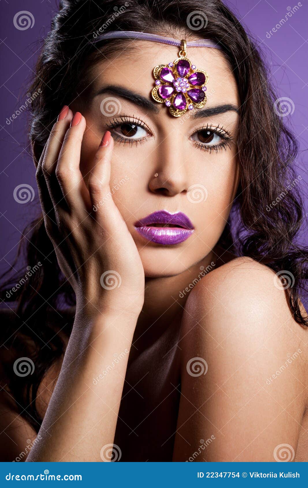 Woman with violet lips stock photo. Image of makeup, beauty - 22347754