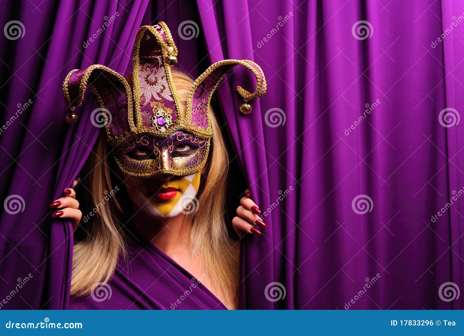 Woman in violet mask stock photo. Image of lips, lady - 17833296