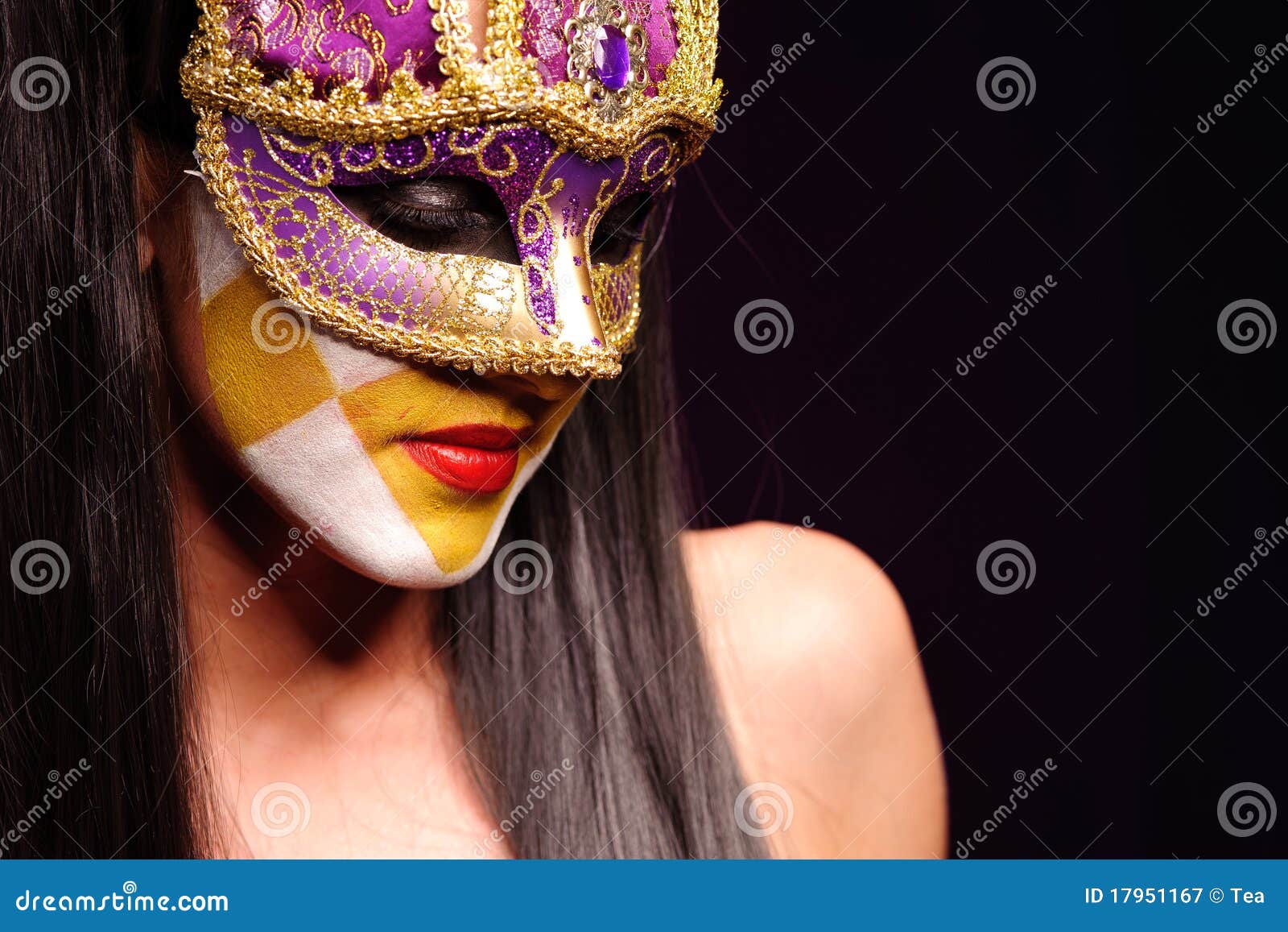 Woman in violet mask stock image. Image of lady, adult - 17951167